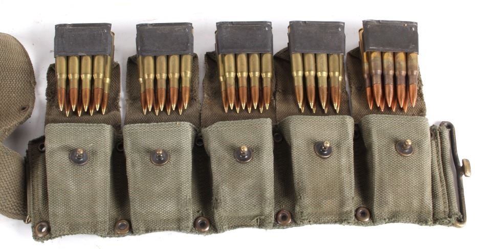 WWII US M1 Garand M1923 30-06 Ammo Belt & Ammo