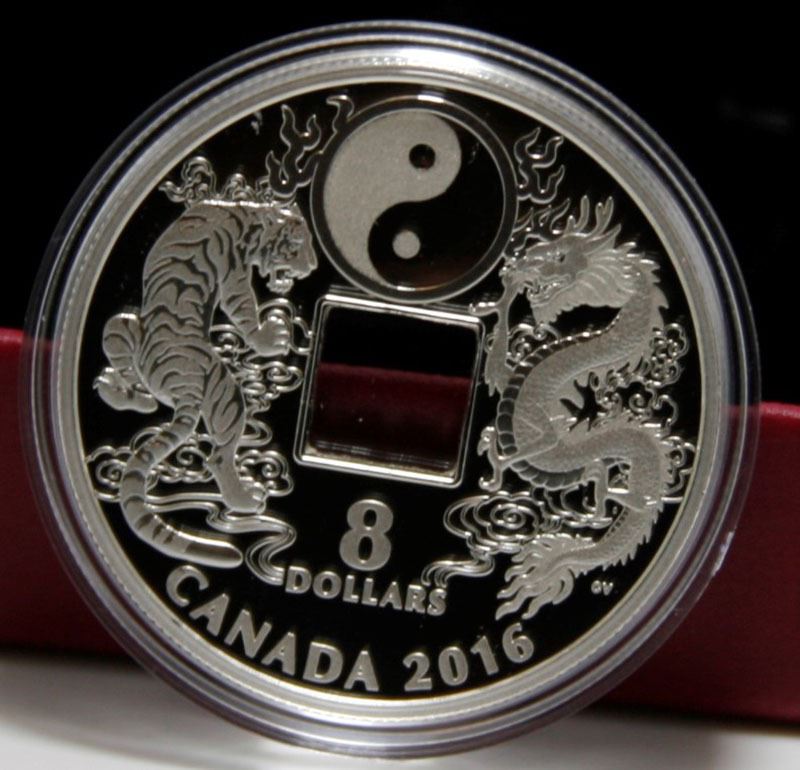 2016 Canada $8 Fine Silver Coin - Tiger & Dragon Yin and Yang