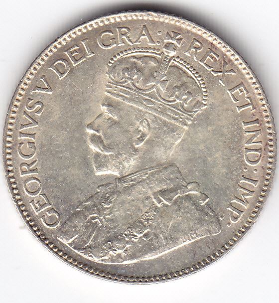 1919 Canada Silver 25-Cent Quarter Coin - MS-63