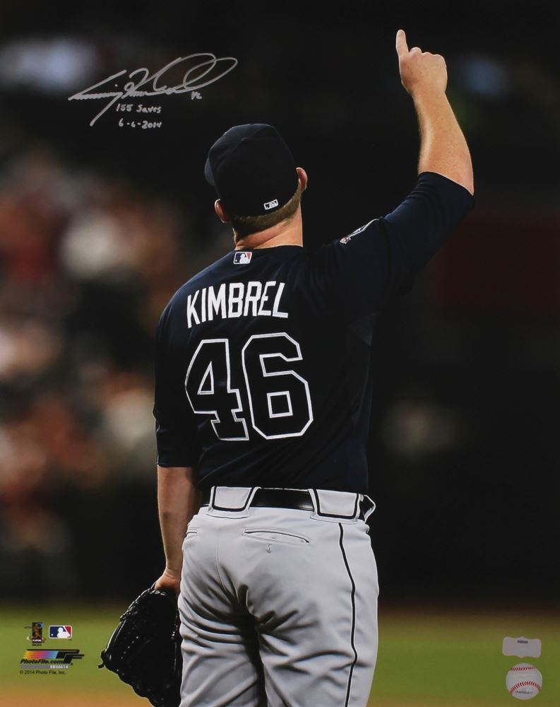 Craig Kimbrell Signed Braves 16x20 Photo Inscribed "155 Saves" "6-6 ...