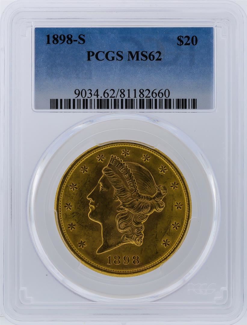 1898-S PCGS MS62 $20 Liberty Head Double Eagle Gold Coin