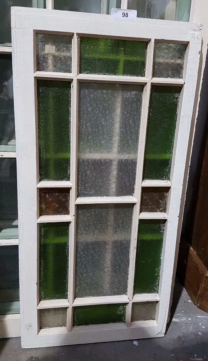 EARLY 1900'S STAINED GLASS WINDOW 40" X 19"