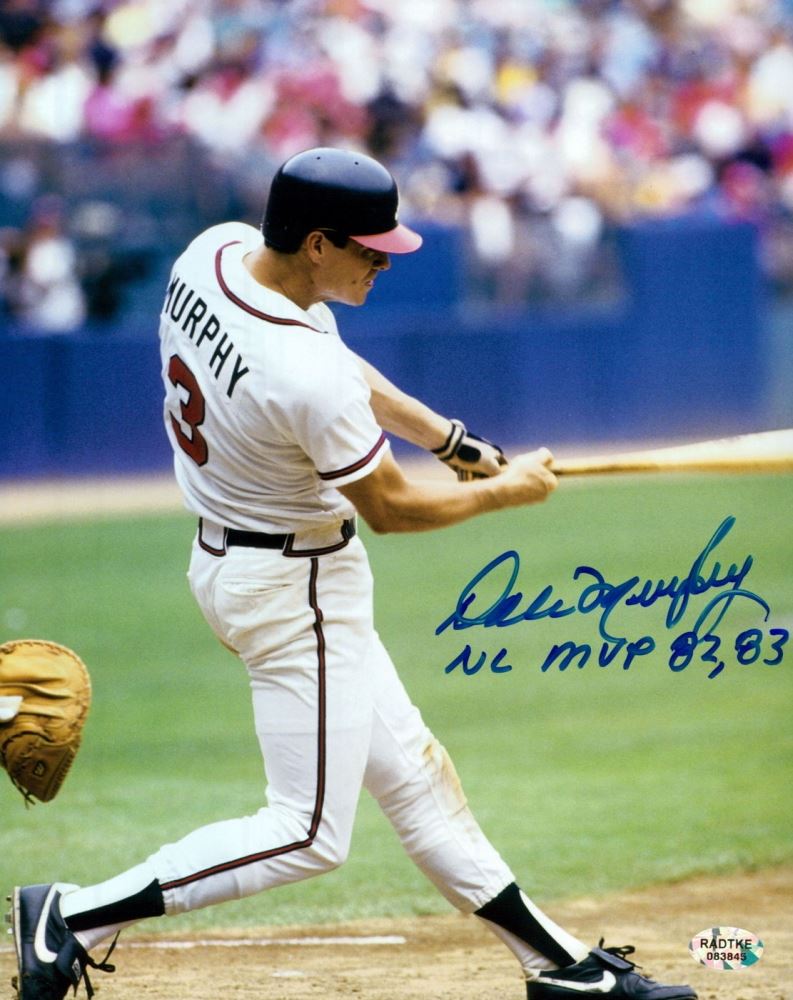 Dale Murphy Signed Braves 8x10 Photo Inscribed "NL MVP 82, 83" (Radtke COA)