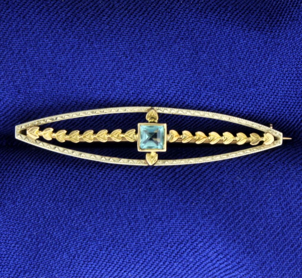 Antique Blue Topaz Pin