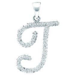 0.17 CTW Natural Diamond Letter T Initial Pendant 10K White Gold