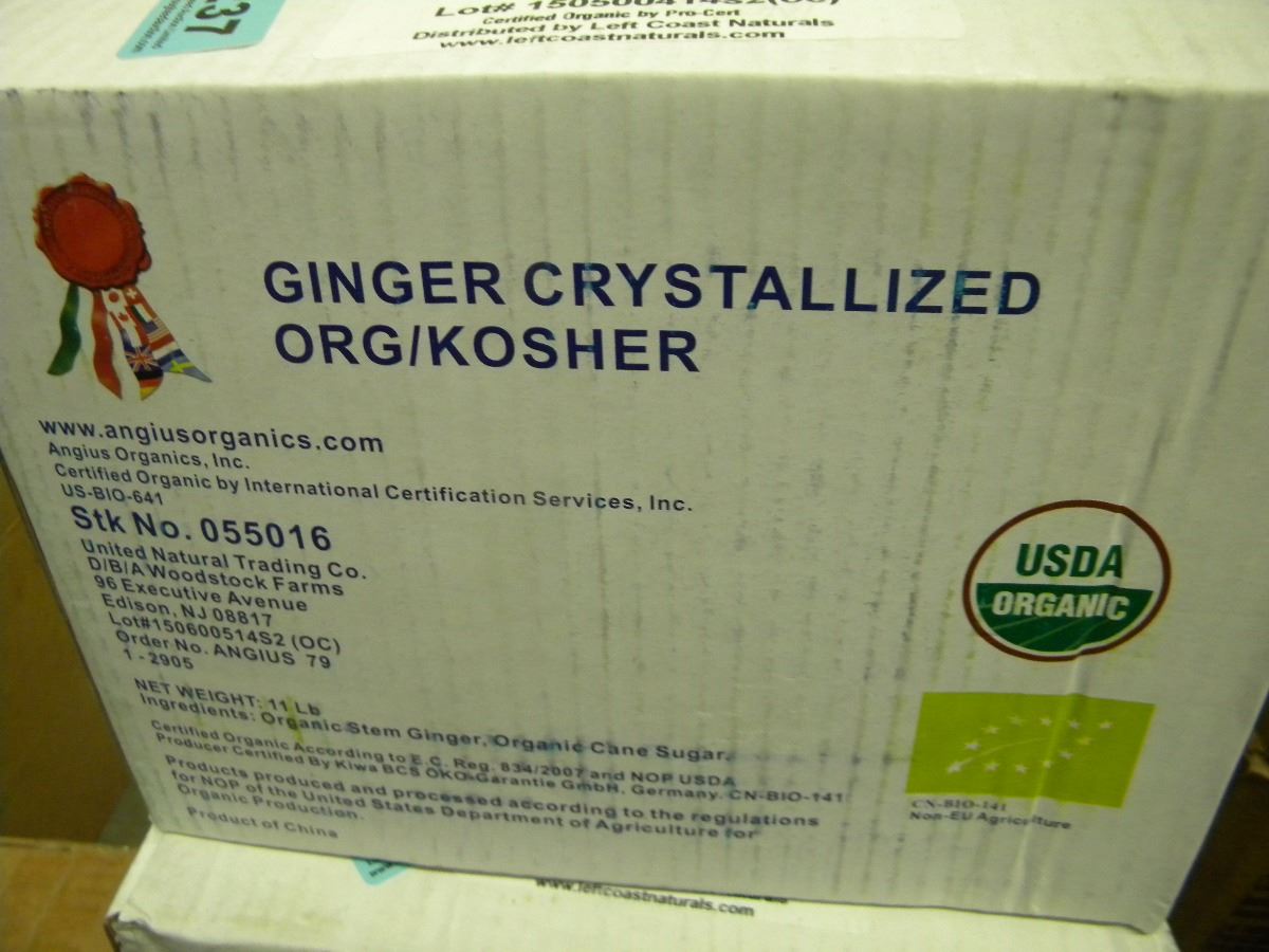 11 LBS BOX OF ORGANIC CRYSTALIZED GINGER