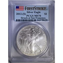 2012-(S) AMERICAN SILVER EAGLE, PCGS MS-70 FIRST STRIKE