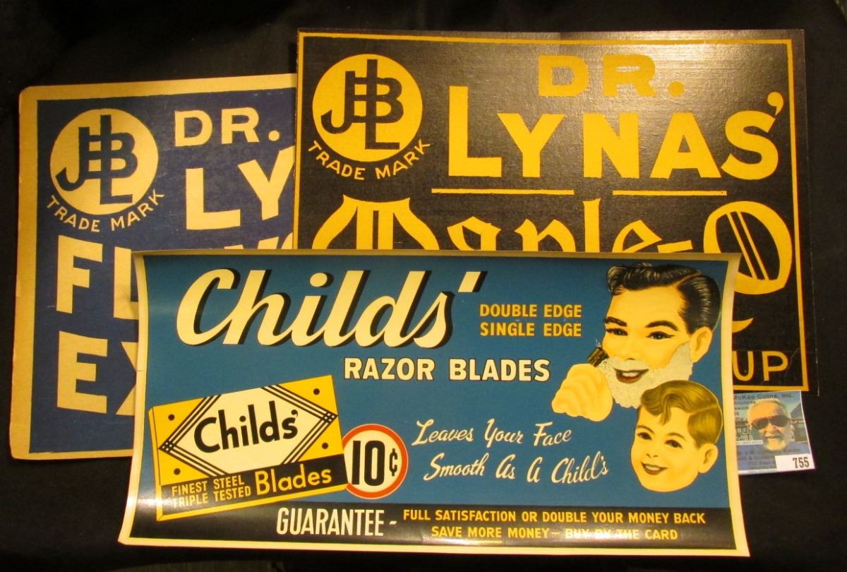 "Child's Razor Blades…10c…" Advertising Poster; "Dr. Lynas' Flavoring ...