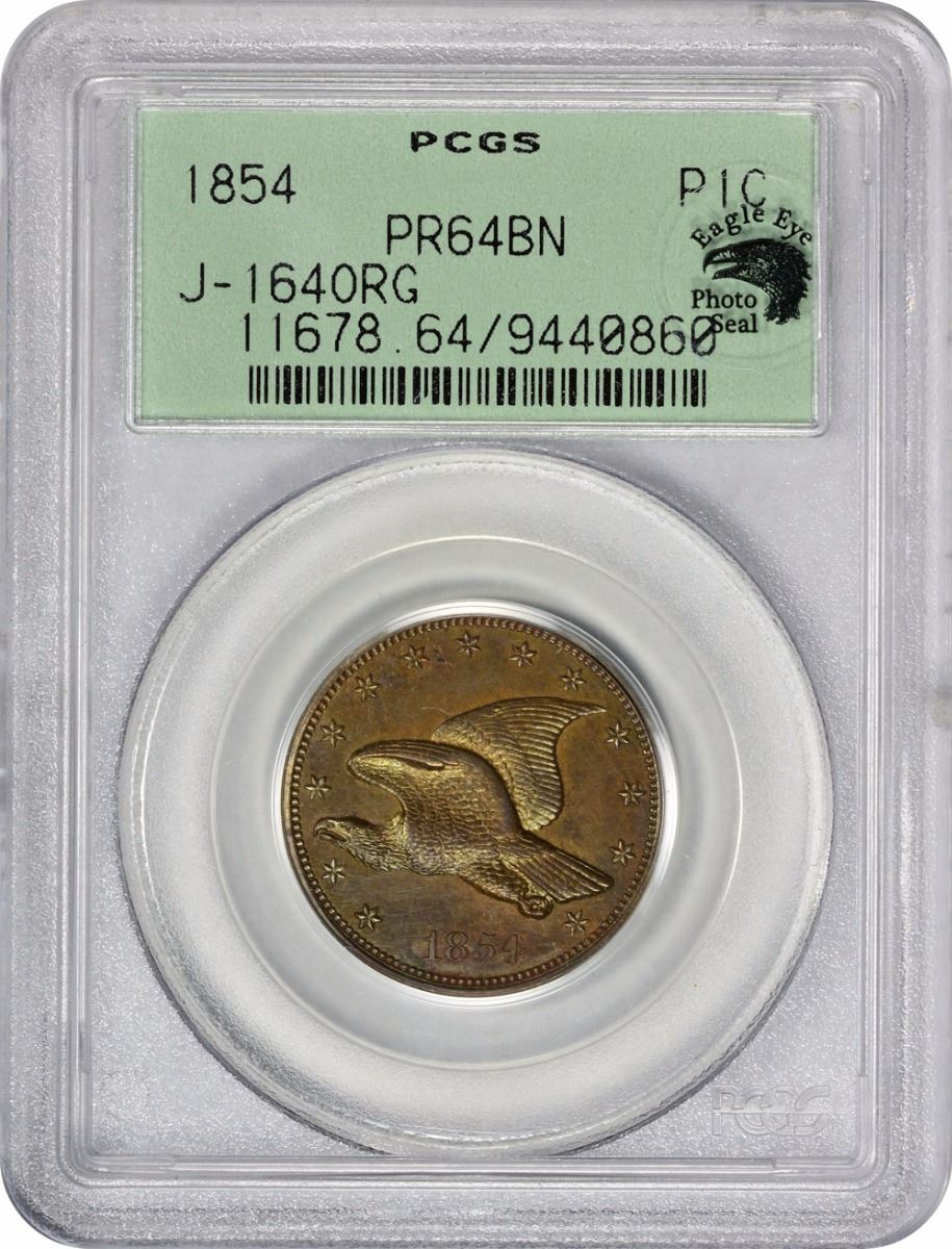 1854 Large Flying Eagle cent. J-164. P-189. S-PT3. Rarity 5. PR64BN ...