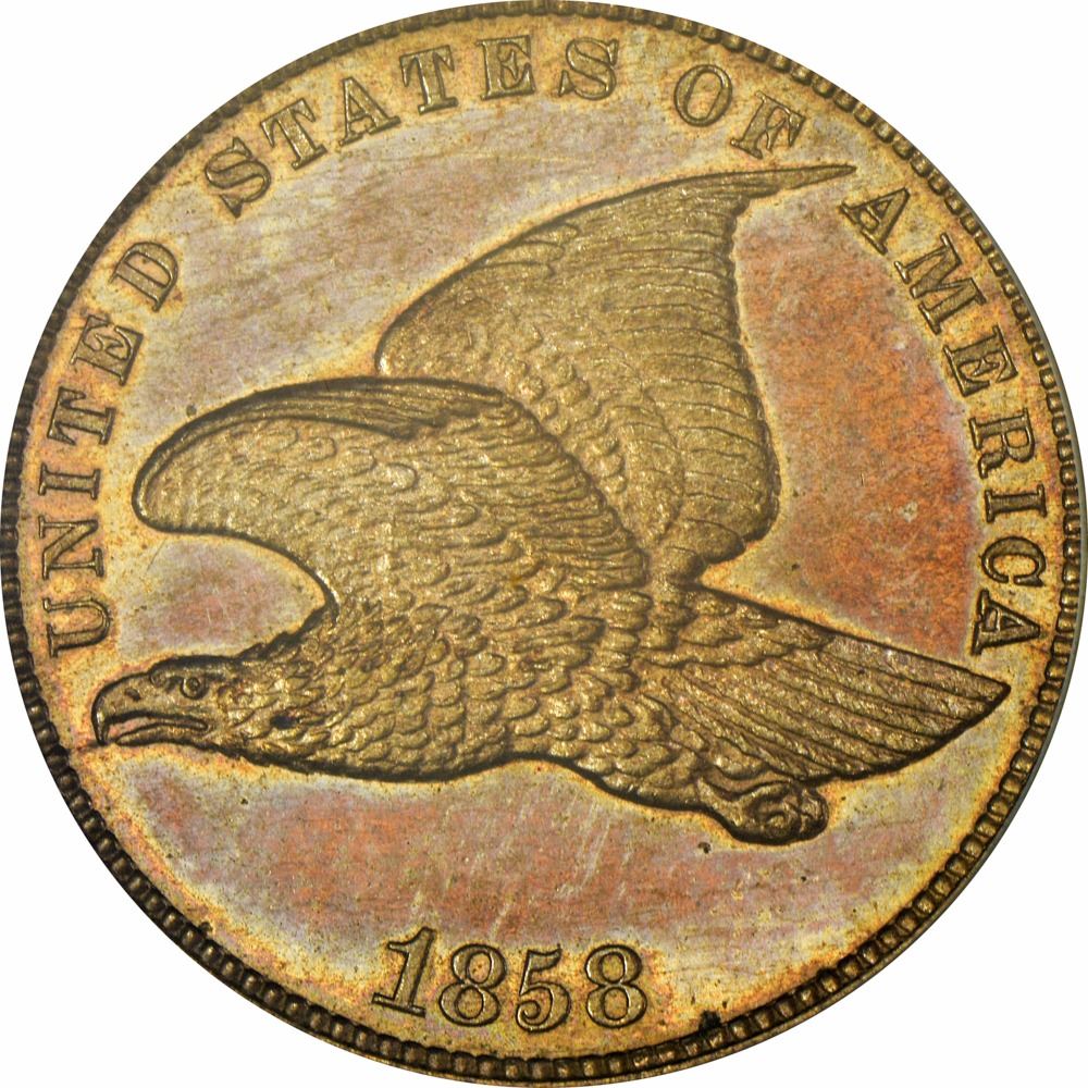 1858 Flying Eagle cent - Small Letters, Laurel Wreath reverse - 5 leaf ...