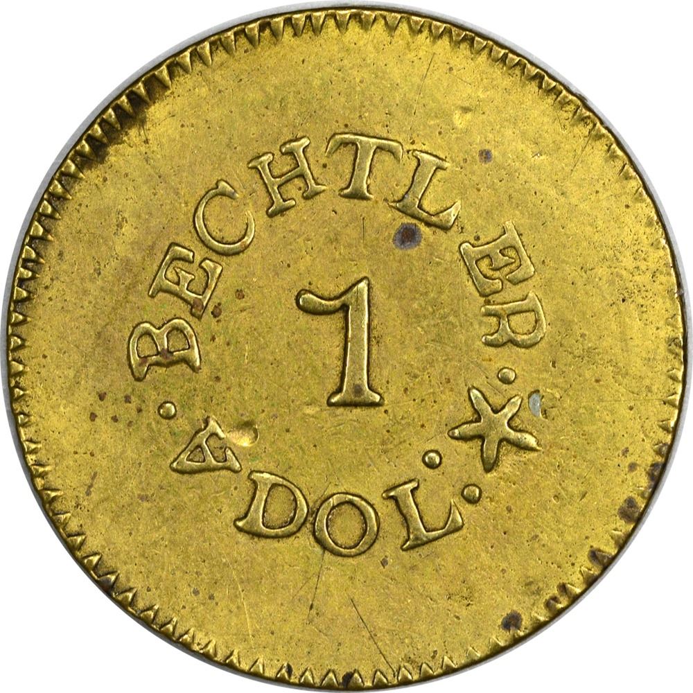 Group of (4) Different Brass Counterfeit A. Bechtler Gold Dollars ...