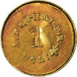 Undated (1842-1850) A. Bechtler Gold Dollar. Kagin-24. Plain Edge. Love ...
