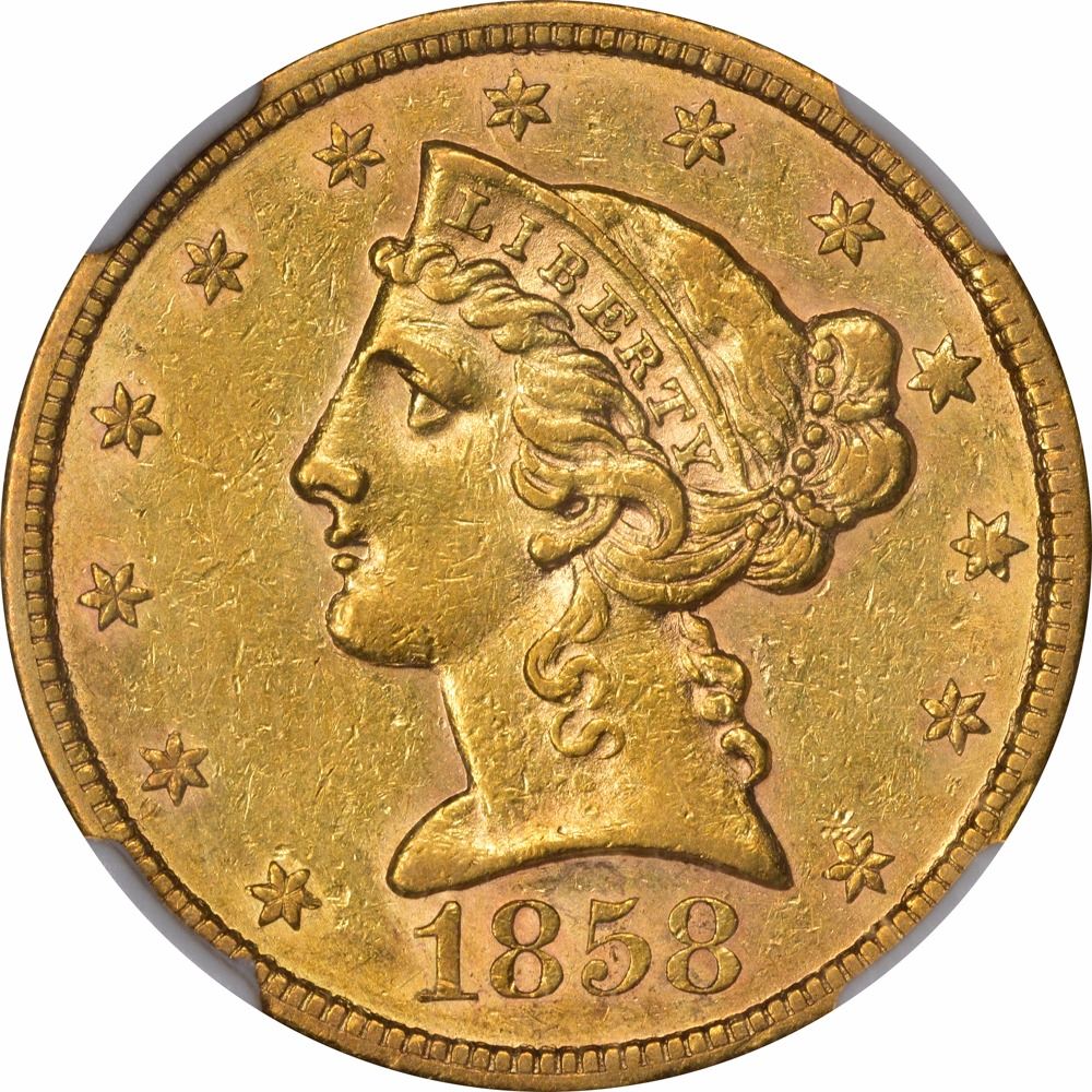 1858-S AU-58 NGC.