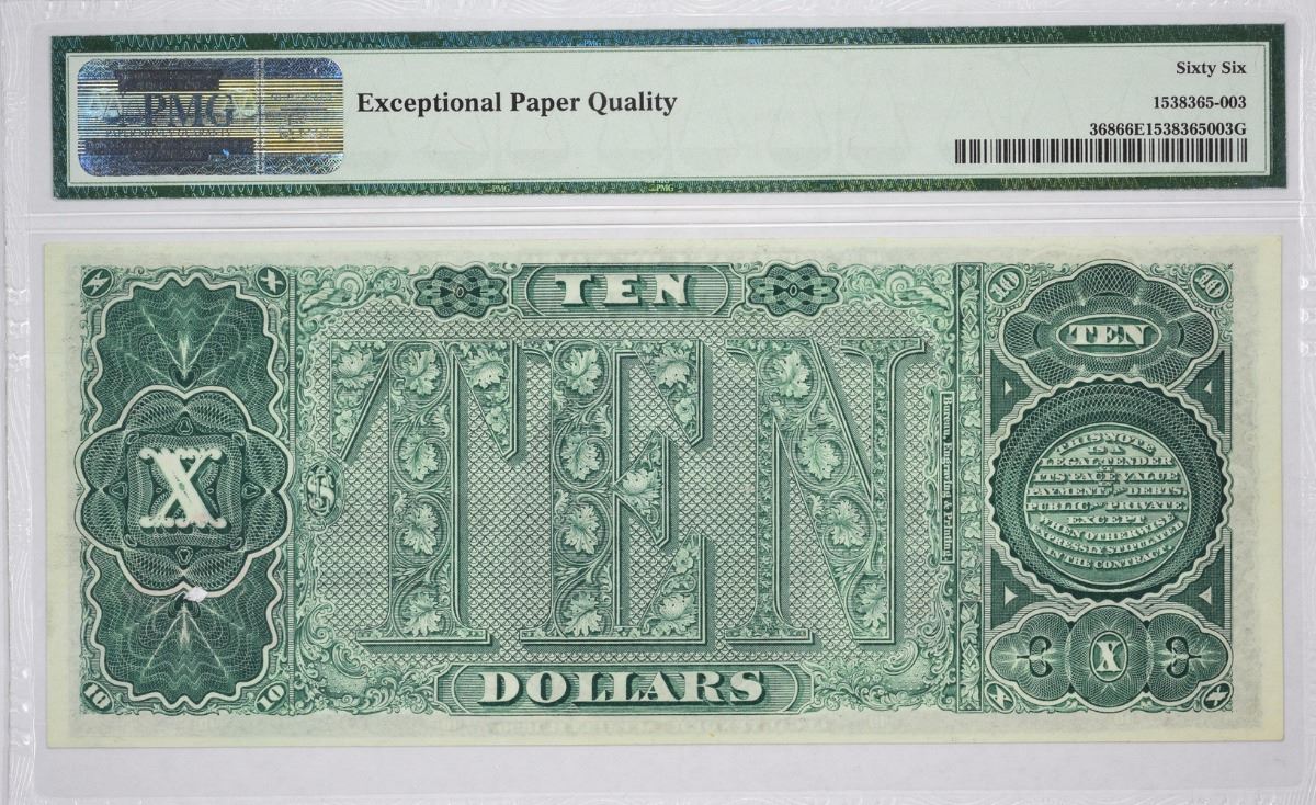 Fr. 368. 1890 $10 Treasury Note. PMG Gem Uncirculated 66 EPQ.