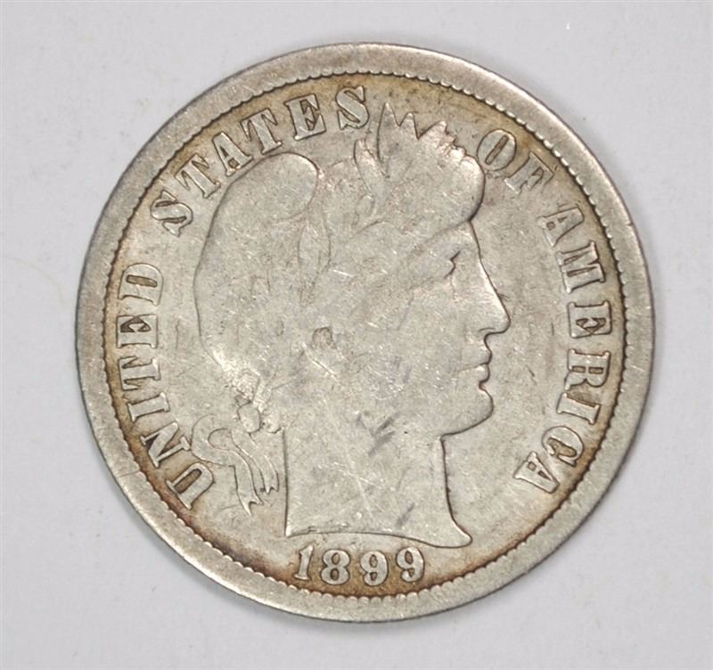 1899-O BARBER DIME, F/VF