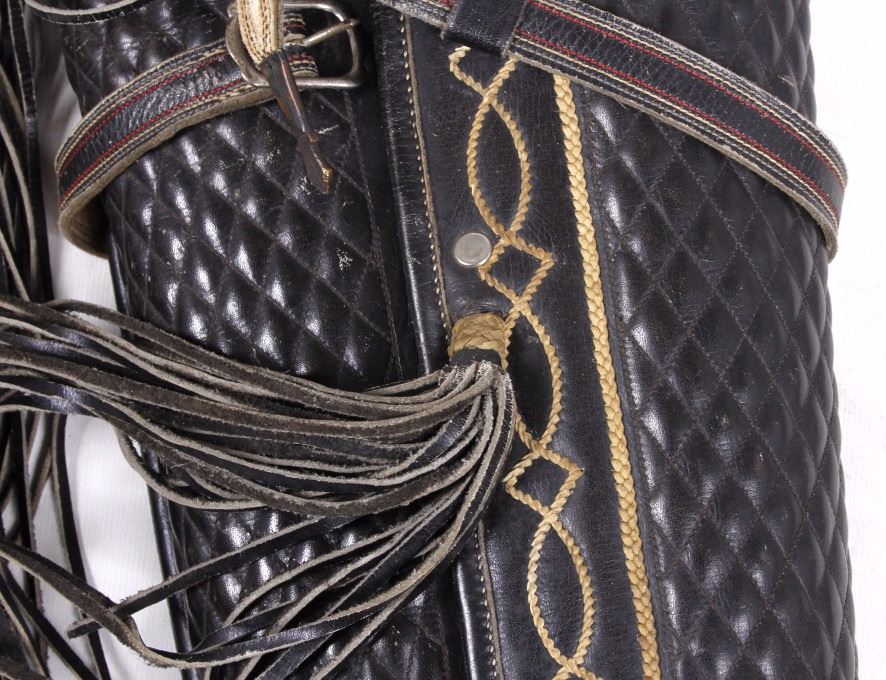 Early Mexican Black Leather Chaps Circa 19th C.