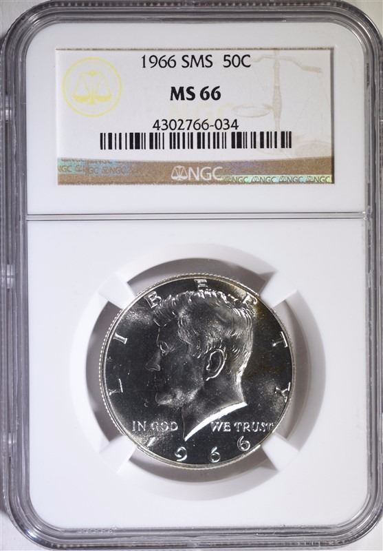 1966 SMS KENNEDY HALF DOLLAR - NGC MS66