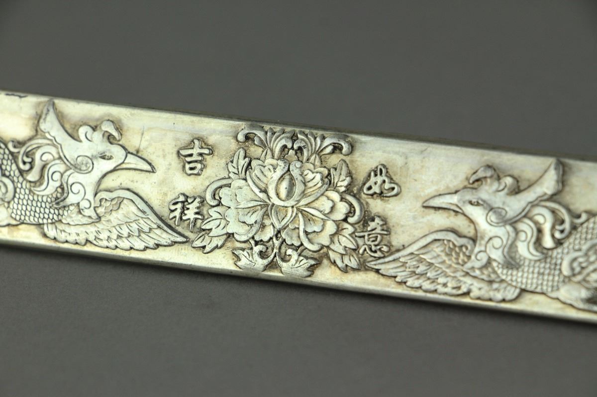 Pair of Chinese Silver Paper Weights Zu Yin Mark