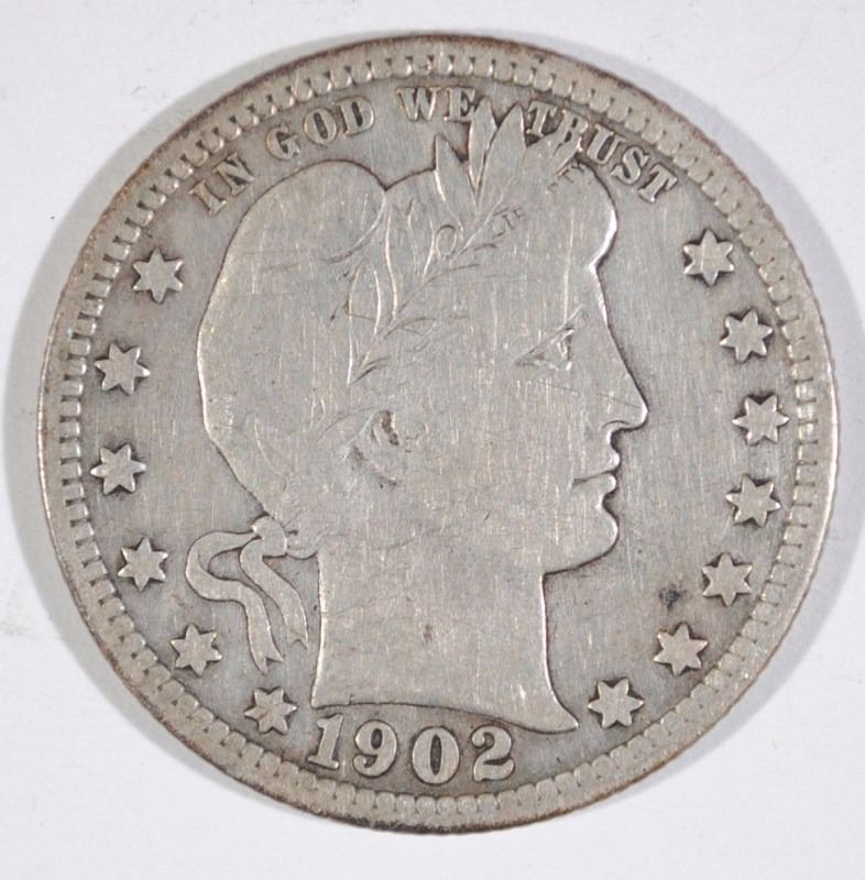 1902-S BARBER QUARTER FINE-VF NICE