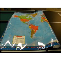 LARGE LAMINATED WORLD MAP