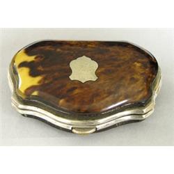 VICTORIAN TORTOISE SHELL PILL BOX, English. 19th Century. Of cartouche ...