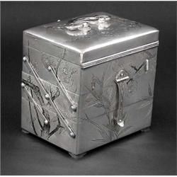 FINE SILVER JEWELRY BOX, Japanese. 20th Century. Stamped Sterling .950 ...