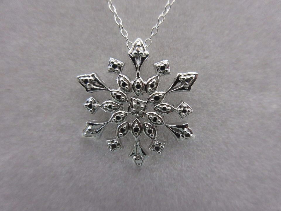 Sterling Silver Diamond Snowflake Necklace
