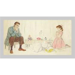 Pruett A. Carter (1891-1955) Original Magazine Story Illustration (1955)