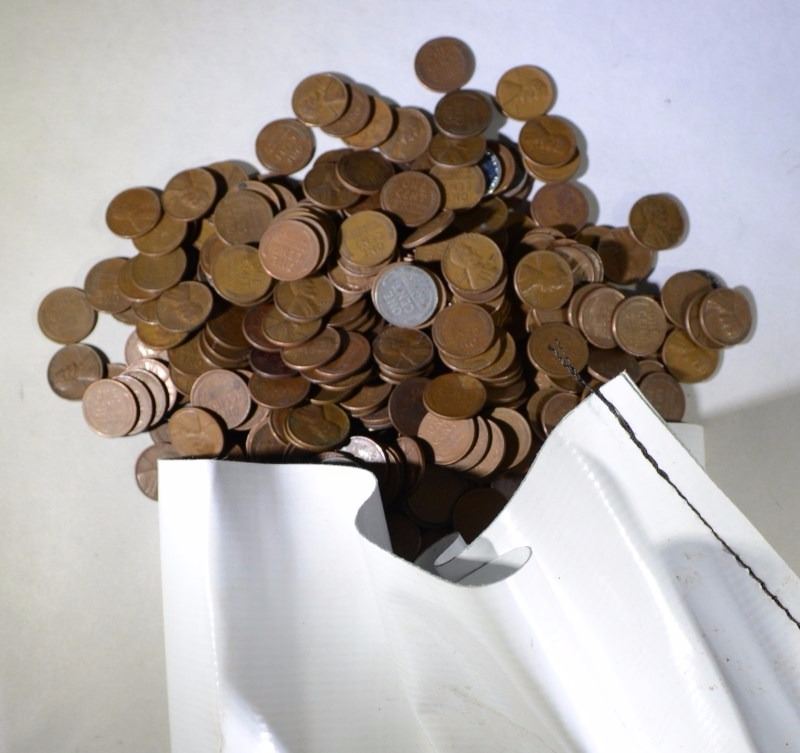 BAG of 5000 WHEAT CENTS ($50) FACE - WITH BONUS KEY / SEMI-KEY INSERT