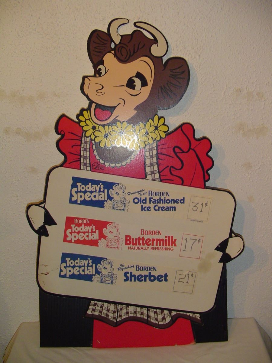 Bordens Elsie The Cow Dairy Products Advertising Sign