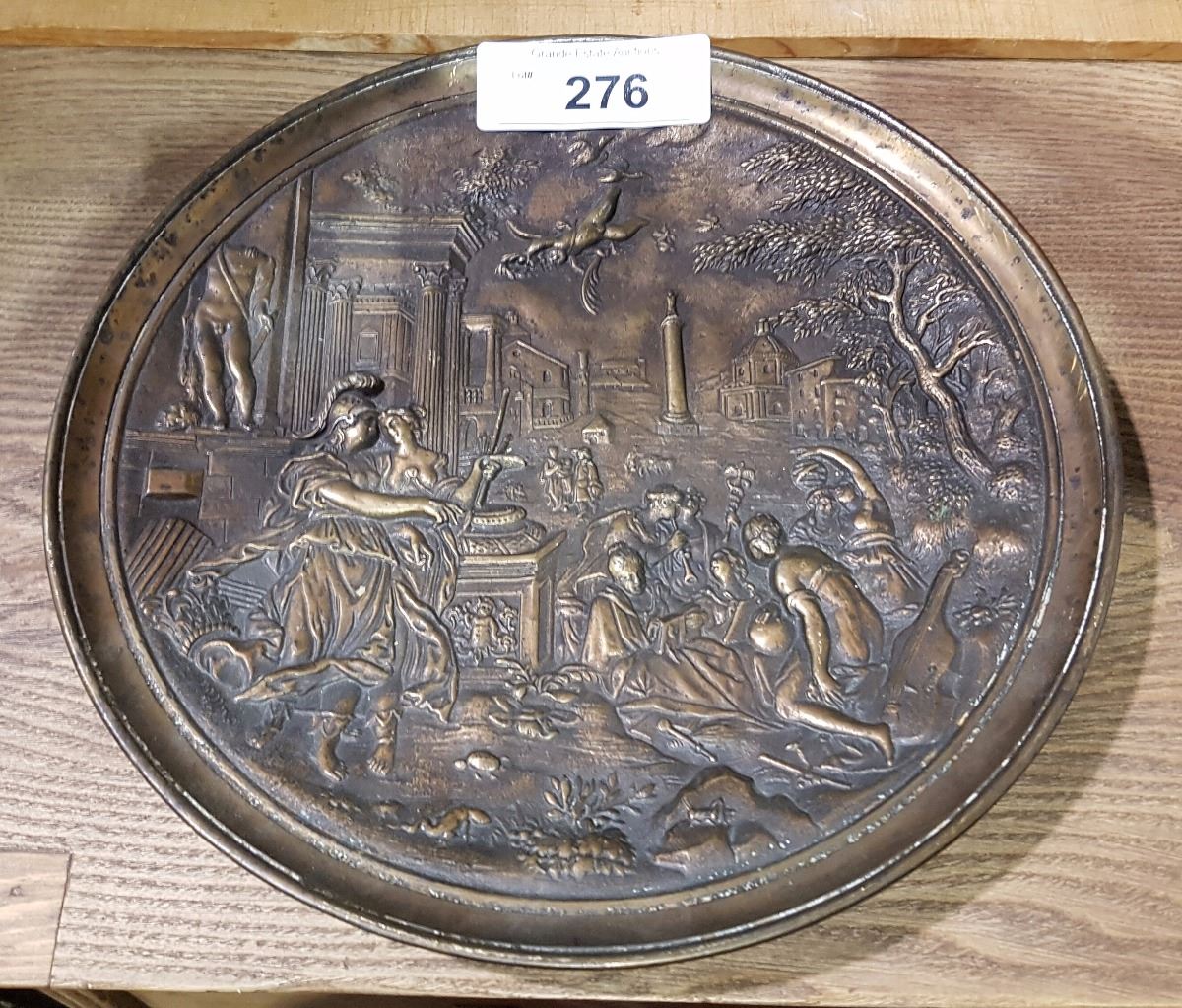 BRONZE WALL PLAQUE ROMAN SCENE