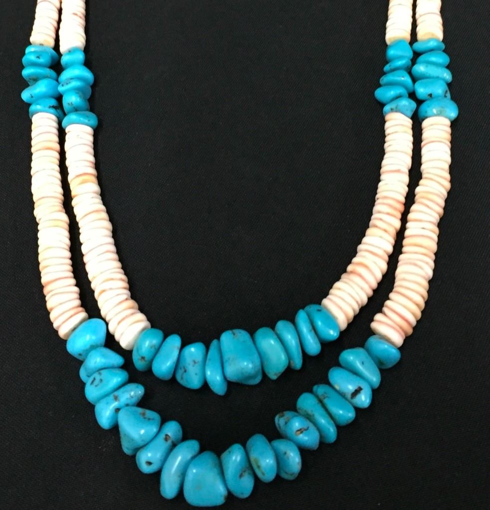 Double-Strand Turquoise - Shell Necklace