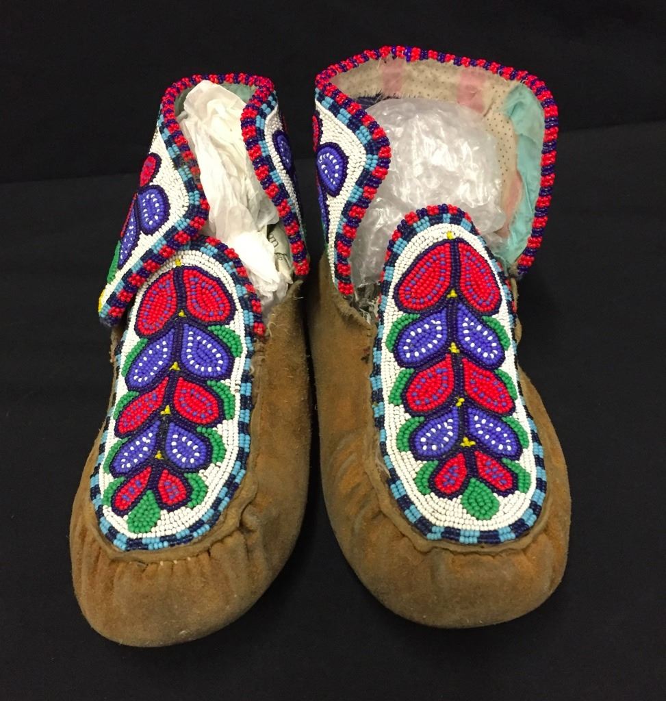 Vintage Beaded Cree Moccasins