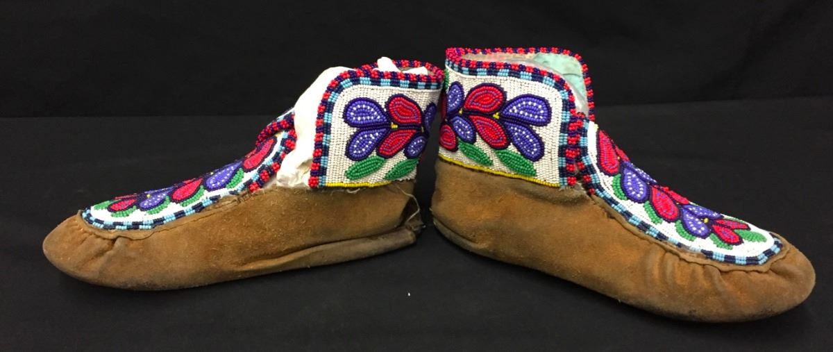Vintage Beaded Cree Moccasins