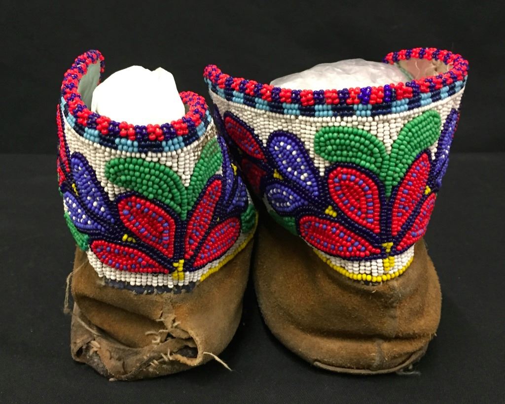 Vintage Beaded Cree Moccasins