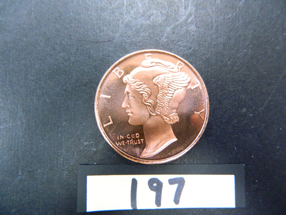 Twenty (20) One Ounce .999 Fine Copper Bullion Rounds, All One Money ...