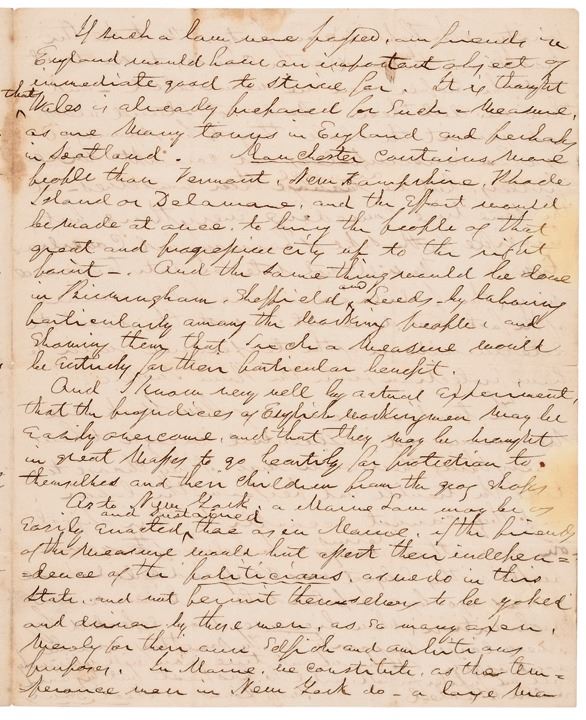 Autograph Letter Signed NEAL DOW, America’s First Ardent Prohibitionist