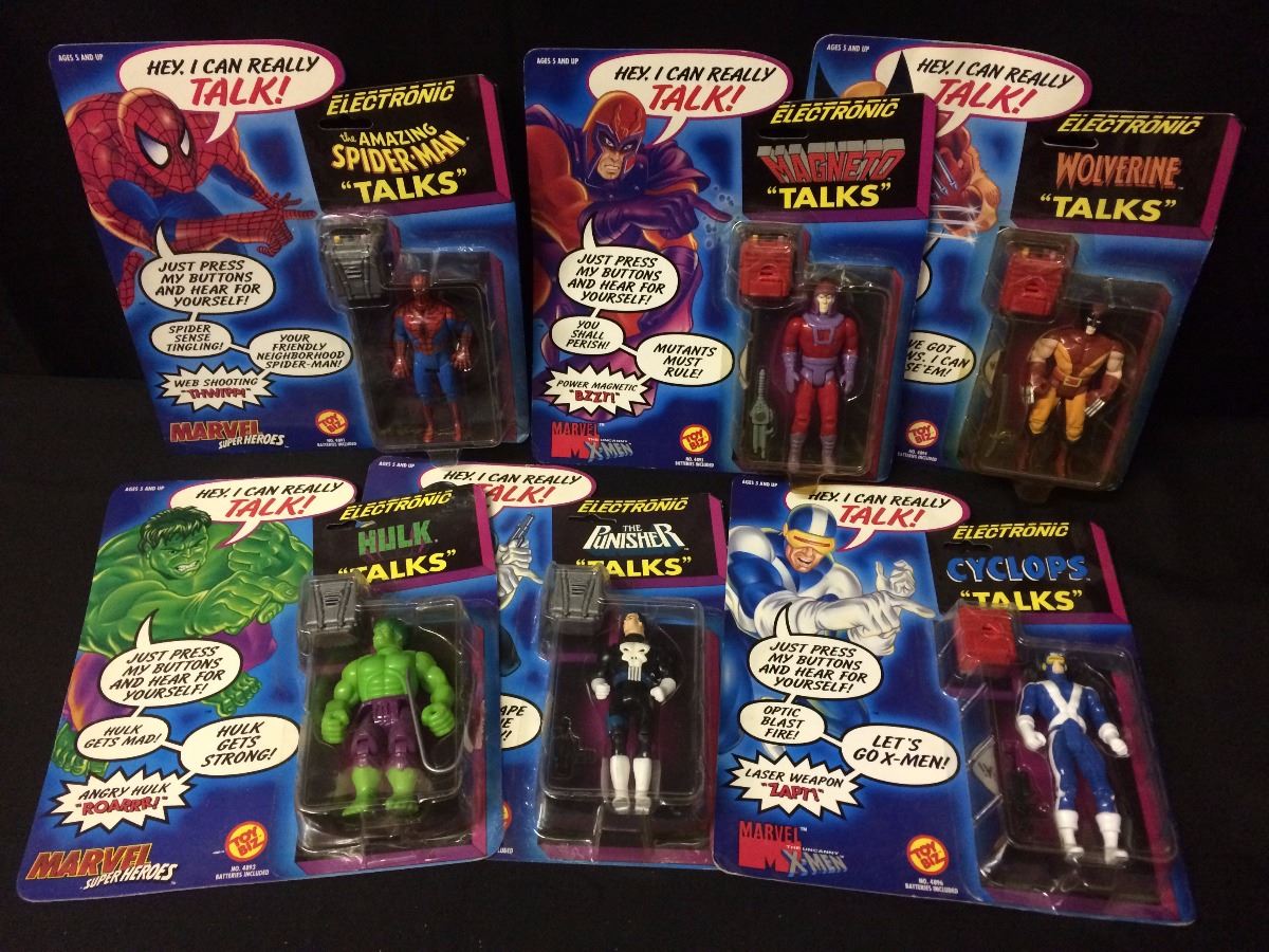 VINTAGE ELECTRONIC MARVEL TALKING SUPER HEROES ACTION FIGURE LOT IN BOX