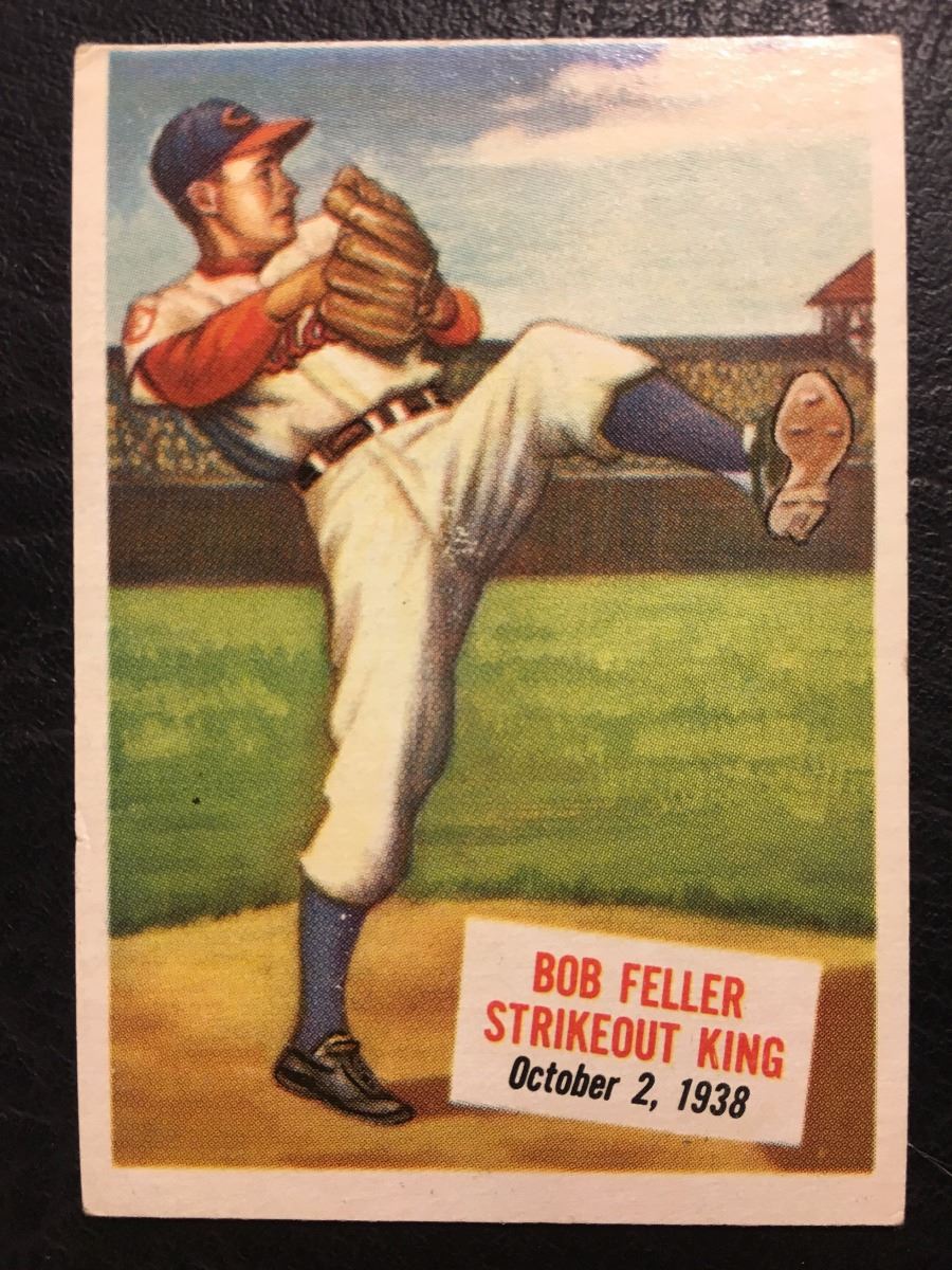 #8 1938 EXCELLENT CONDITION 1954 TOPPS BOB FELLER BASEBALL CARD "STRIKE ...