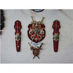 Wall mount shield & sword displays