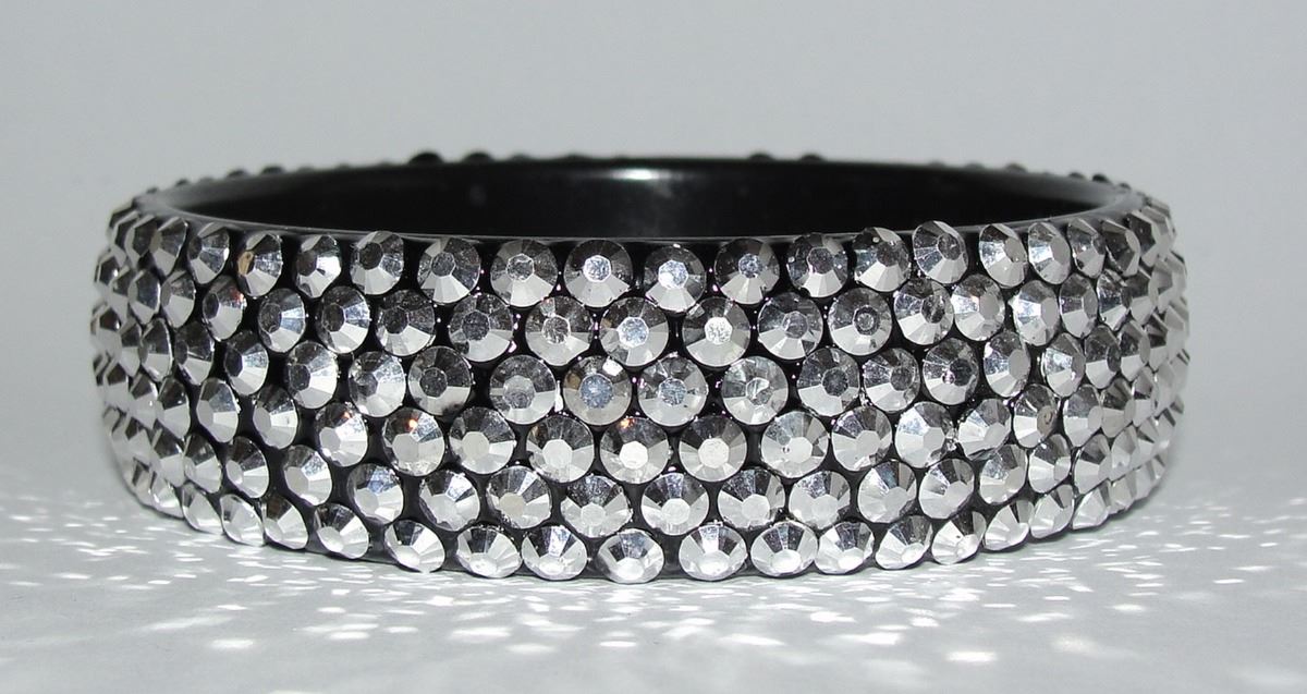 Modern Black and Silver Rhinestone Bangle
