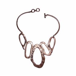 Abstract Copper Plated Oval Cut Out Necklace