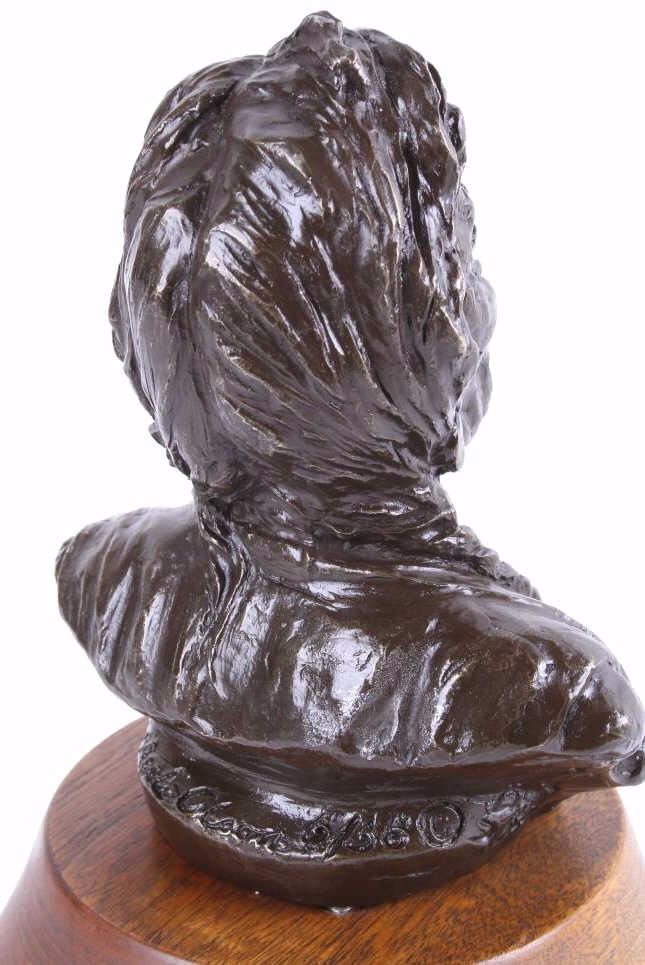 Merle Olson Two Guns White Calf Bronze Sculpture