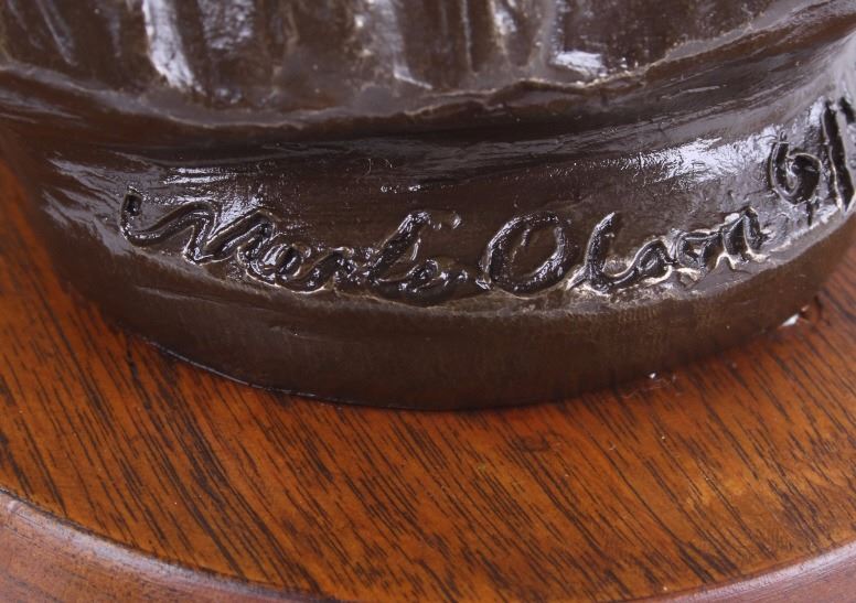 Merle Olson Two Guns White Calf Bronze Sculpture