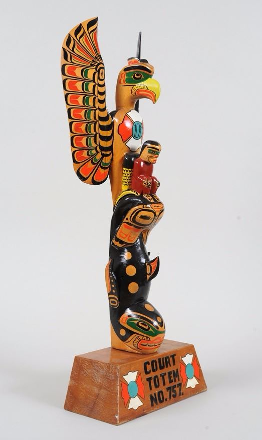 Ellen Neel "Totem World" Carved Totem with Thunderbird, and Human ...
