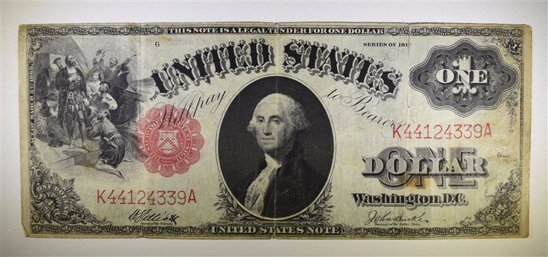 1917 One $1 Dollar Bill Red Seal US Currency Large size Note