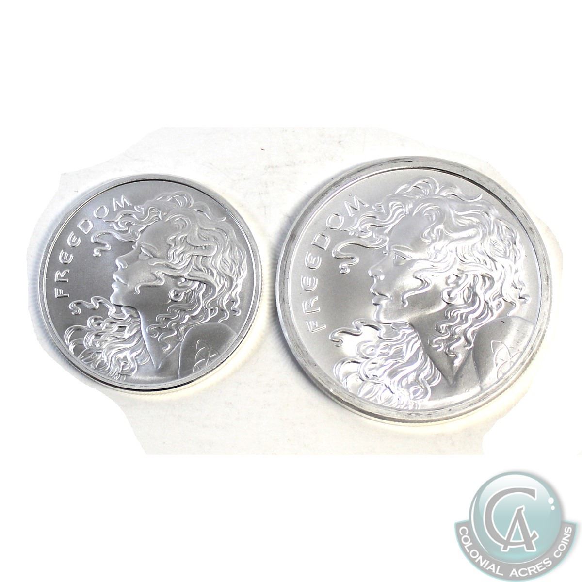 Pair of 2016 1oz & 2oz Silver Shield "Freedom Girls" .999 Fine Silver ...
