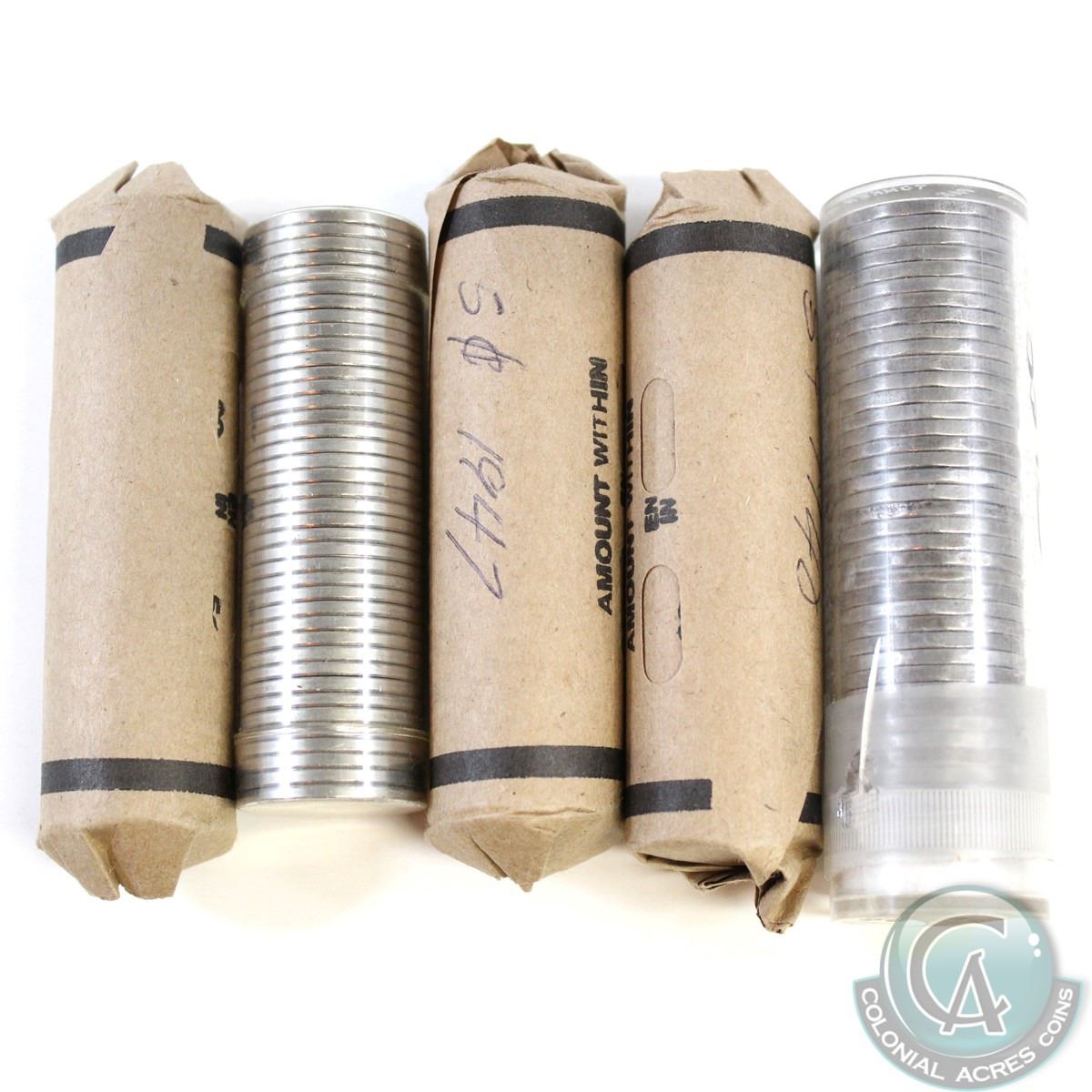 Lot of 5x Canada 5-cent Plastic Tube & Paper Rolls of 40pcs Dated 1940 ...
