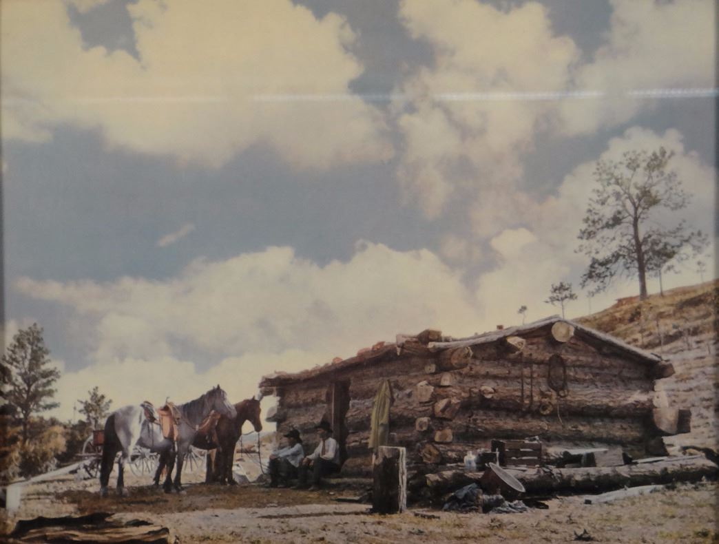 L.A. Huffman print, Line Camp, framed, 10" x 12"