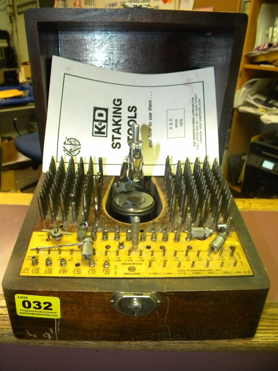 VINTAGE CASED WATCHMAKERS STAKING TOOLS SET WITH MANUAL